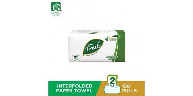 Fresh Premium Eco-Pulp Interfolded Paper Towel 2 Ply 150 Pulls