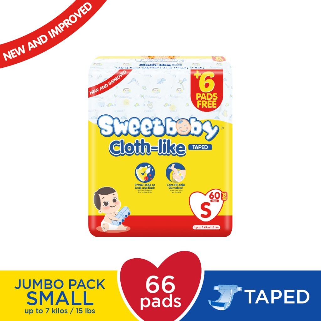 Sweet Baby Regular Cloth-Like Jumbo Pack Small 60 + 6 Pads