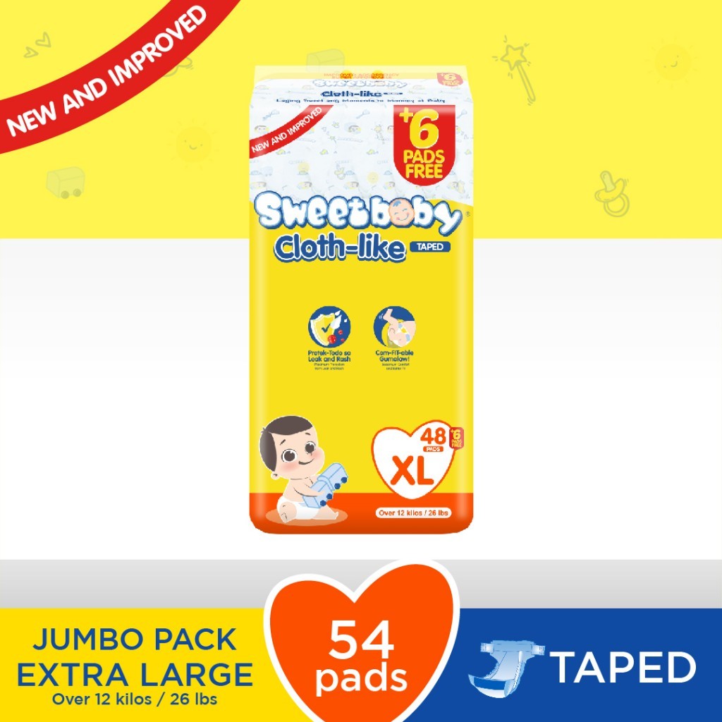 Sweet Baby Regular Cloth-Like Jumbo Pack Extra Large 48 + 6 Pads